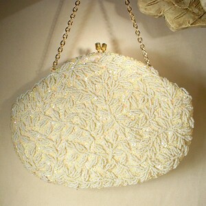 PRISTINE Ivory/white Beaded Flapper Purse,walborg Art Deco Rhinestone ...