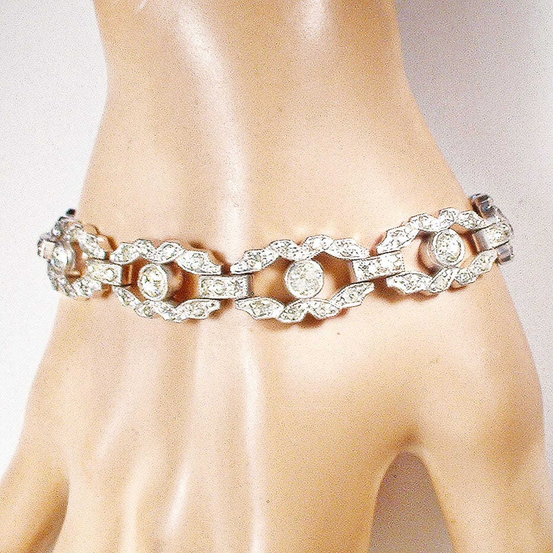 PRISTINE Vintage Art Deco Rhinestone Bracelet,1920s Wedding Bridal ...