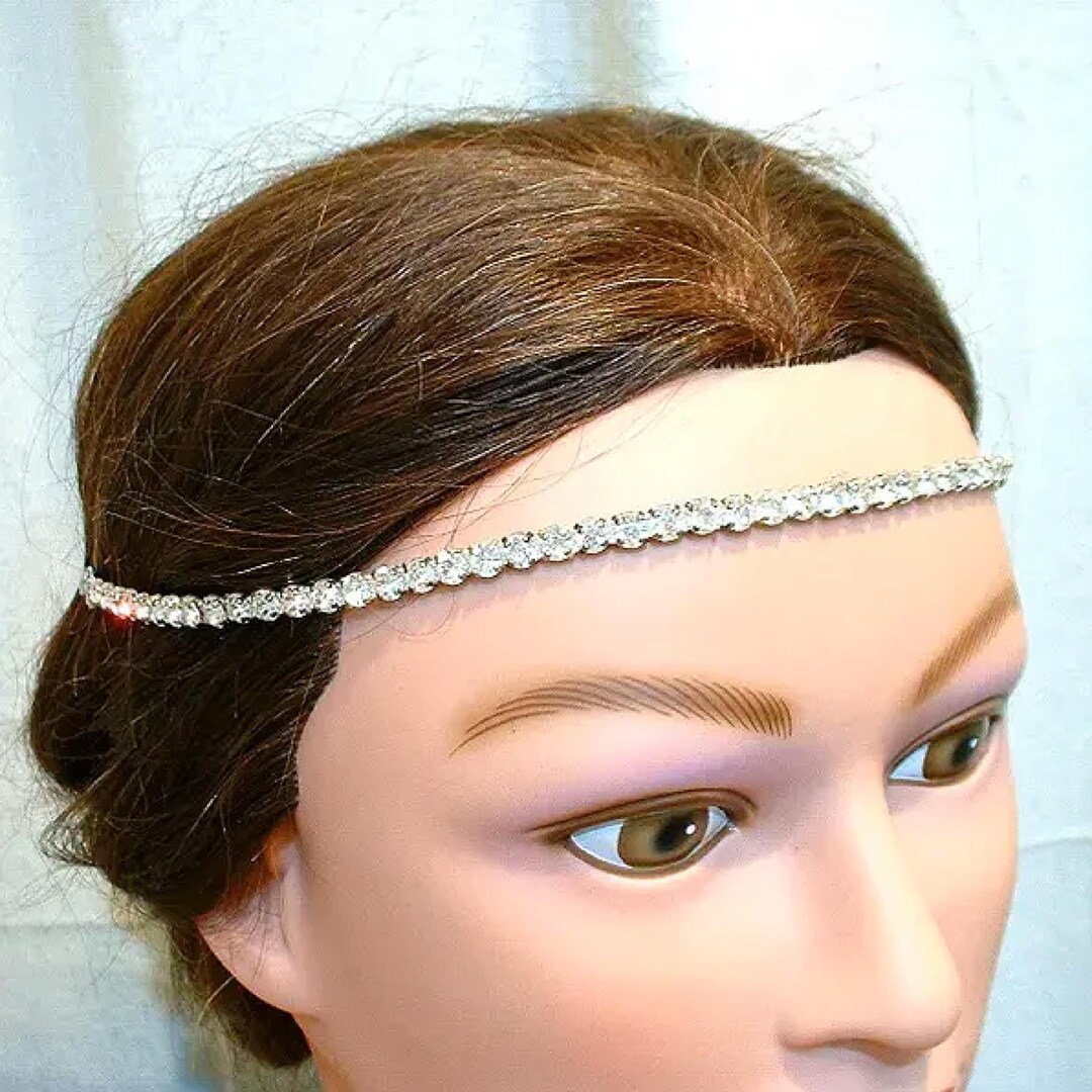 ANTIQUE 1920s Rhinestone Headband, Art Deco Bridal Hair Vine, Gatsby ...