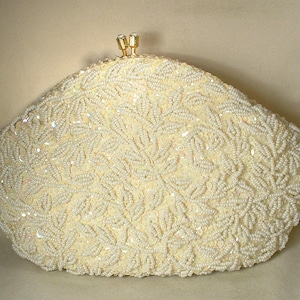 PRISTINE Ivory/white Beaded Flapper Purse,walborg Art Deco Rhinestone ...