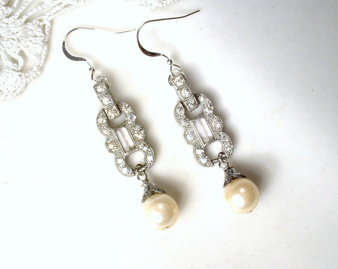 1920's Flapper Ivory Pearl Dangle Earrings Vintage 1930s | Etsy