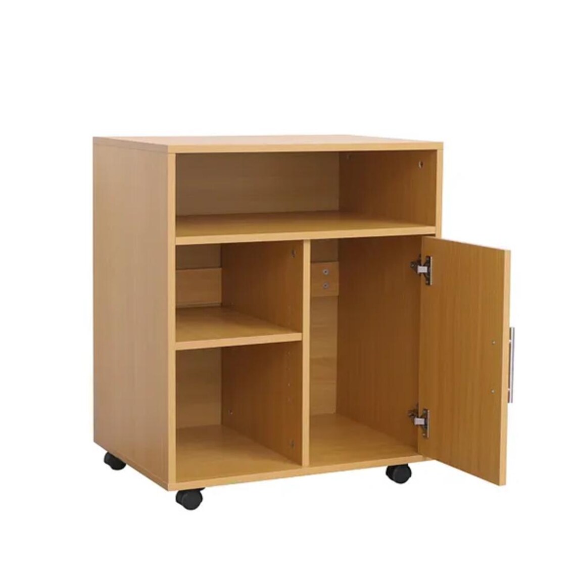 Beech, Black and White Wooden Printer Cabinet With 2 Shelves and 1 Door ...