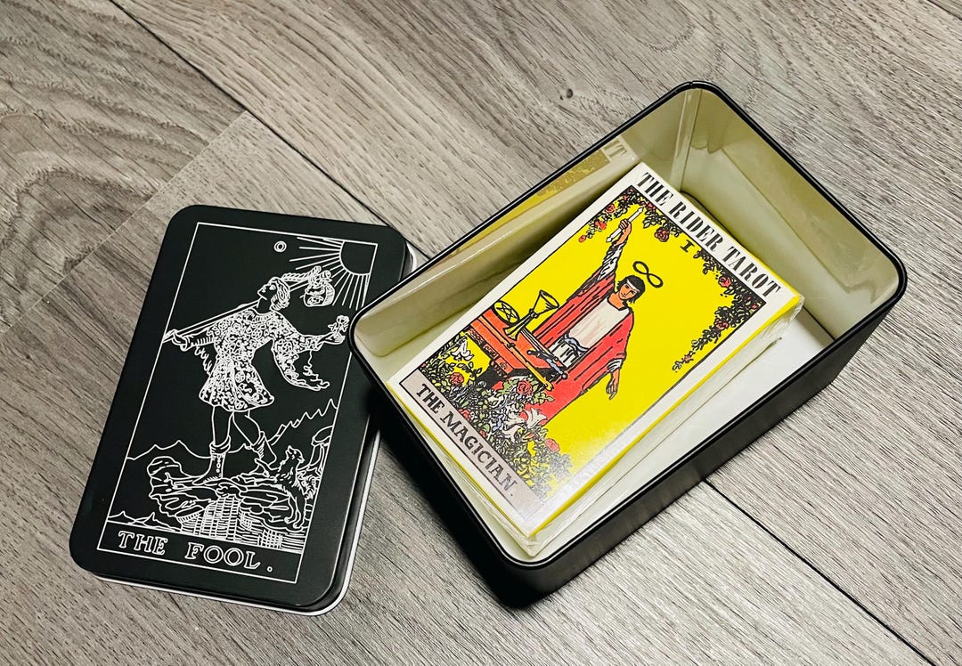 RWS Tarot in Tin Box Rider Waite Smith Pocket Size Custom Box Design ...