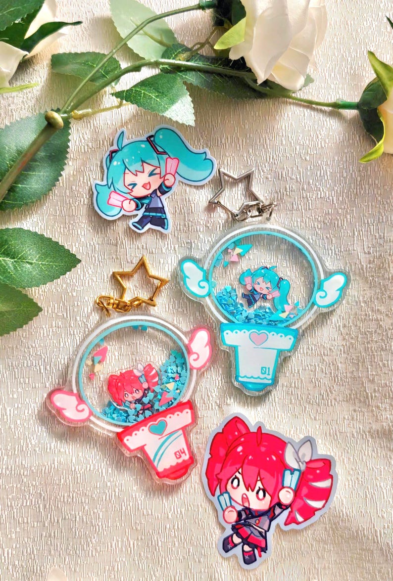 Miku • Teto • Lightstick Glitter Shaker Charms + Stickers - Etsy