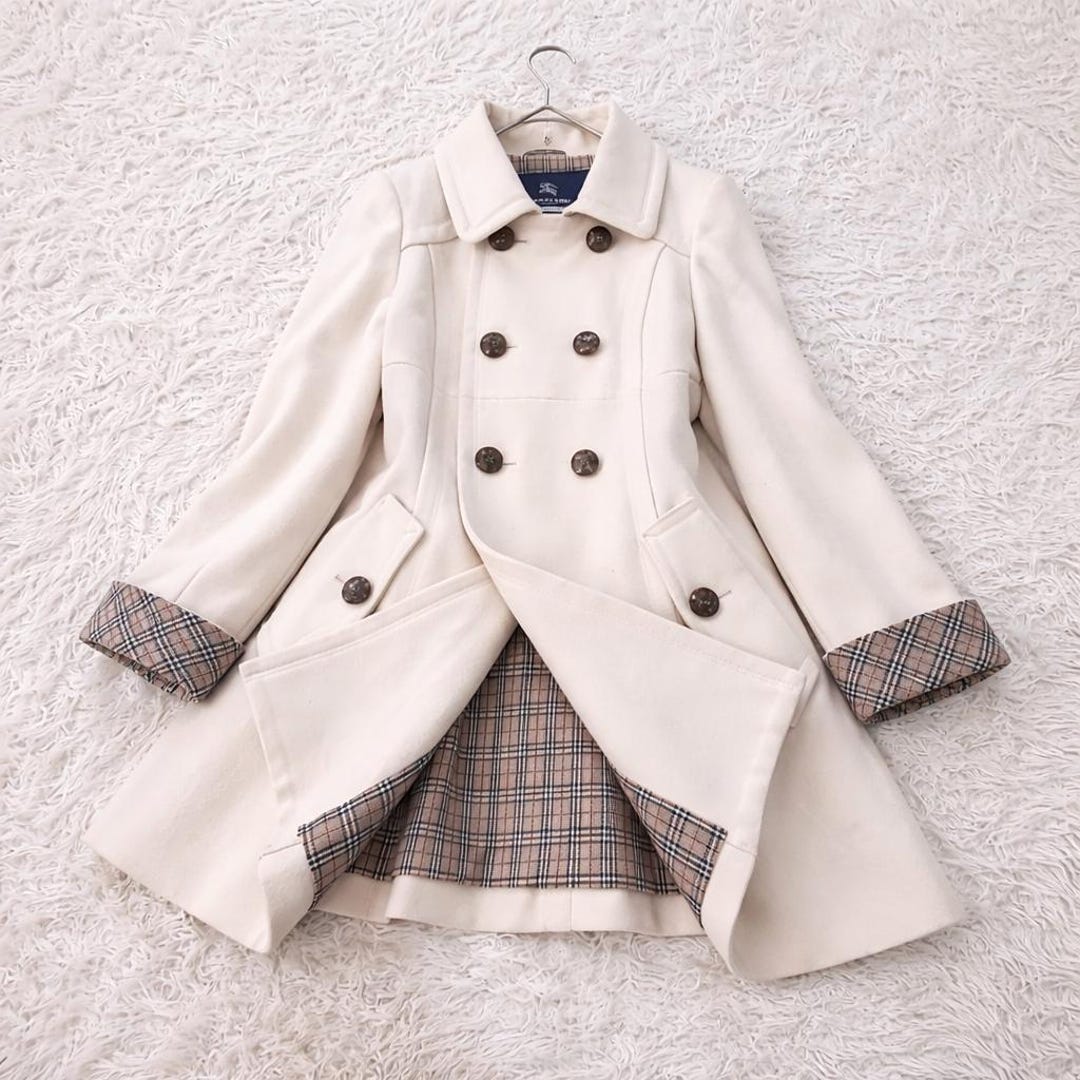 Women’s Cream Wool Coat | Double Breasted Winter Long Coat | Classic ...