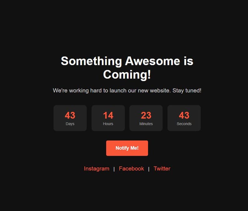 Coming Soon Website Template | Launch Countdown Timer (digital Download ...