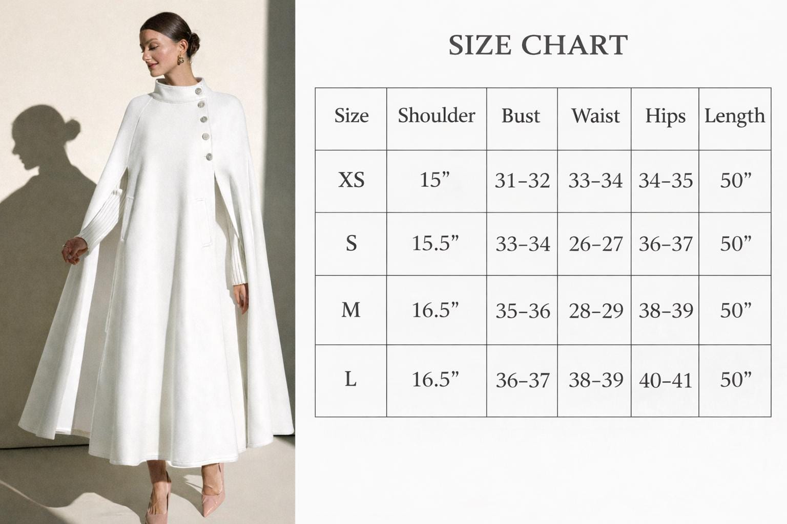 Elegant White Wool Cape Coat, Minimalist Bridal Winter Outerwear - Etsy