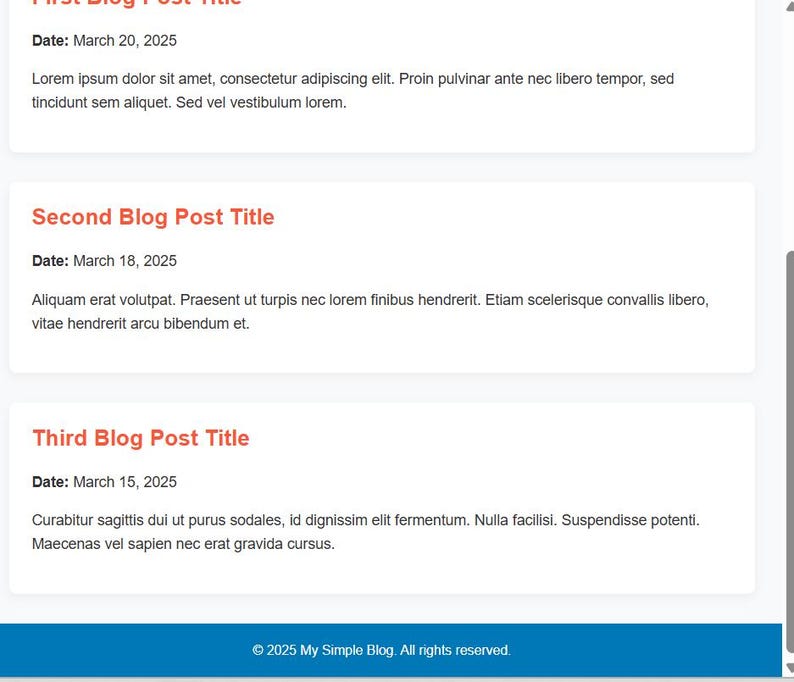 One Page Blog Website Template | Static HTML CSS Blog Template | Mobile ...