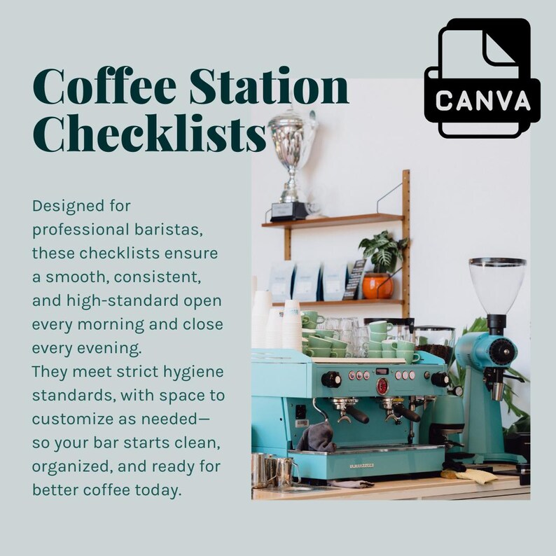 Coffee Station Open & Closing Checklist - Specialty Coffee - Canva ...