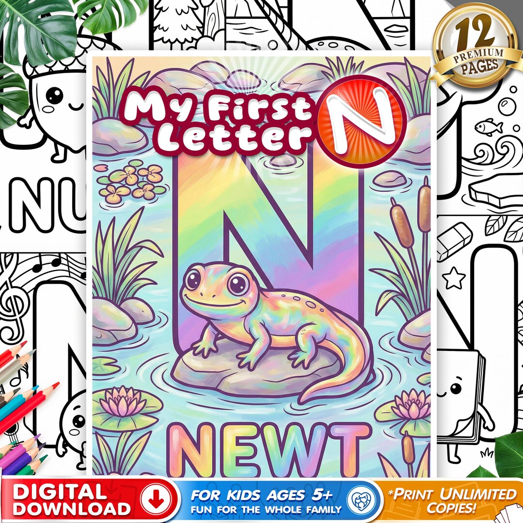 Letter N Coloring Book for Kids, Alphabet Learning Pages, Preschool ...