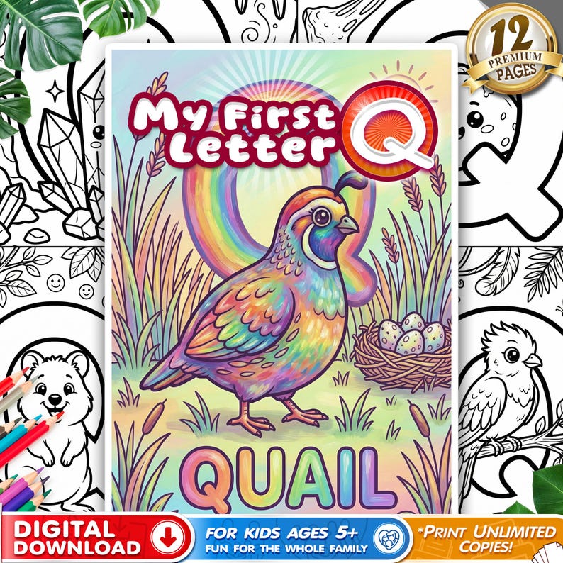 Letter Q Coloring Pages, Alphabet Activity Book for Kids, Educational ...