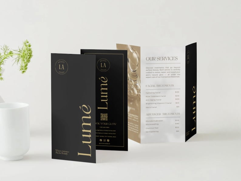 Luxury Trifold Brochure Template, Custom Beauty Pricelist Flyer ...