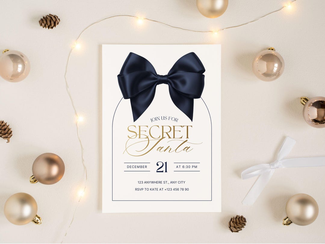 Secret Santa Invitation Template: 5x7 & A5 Christmas Party Invite ...
