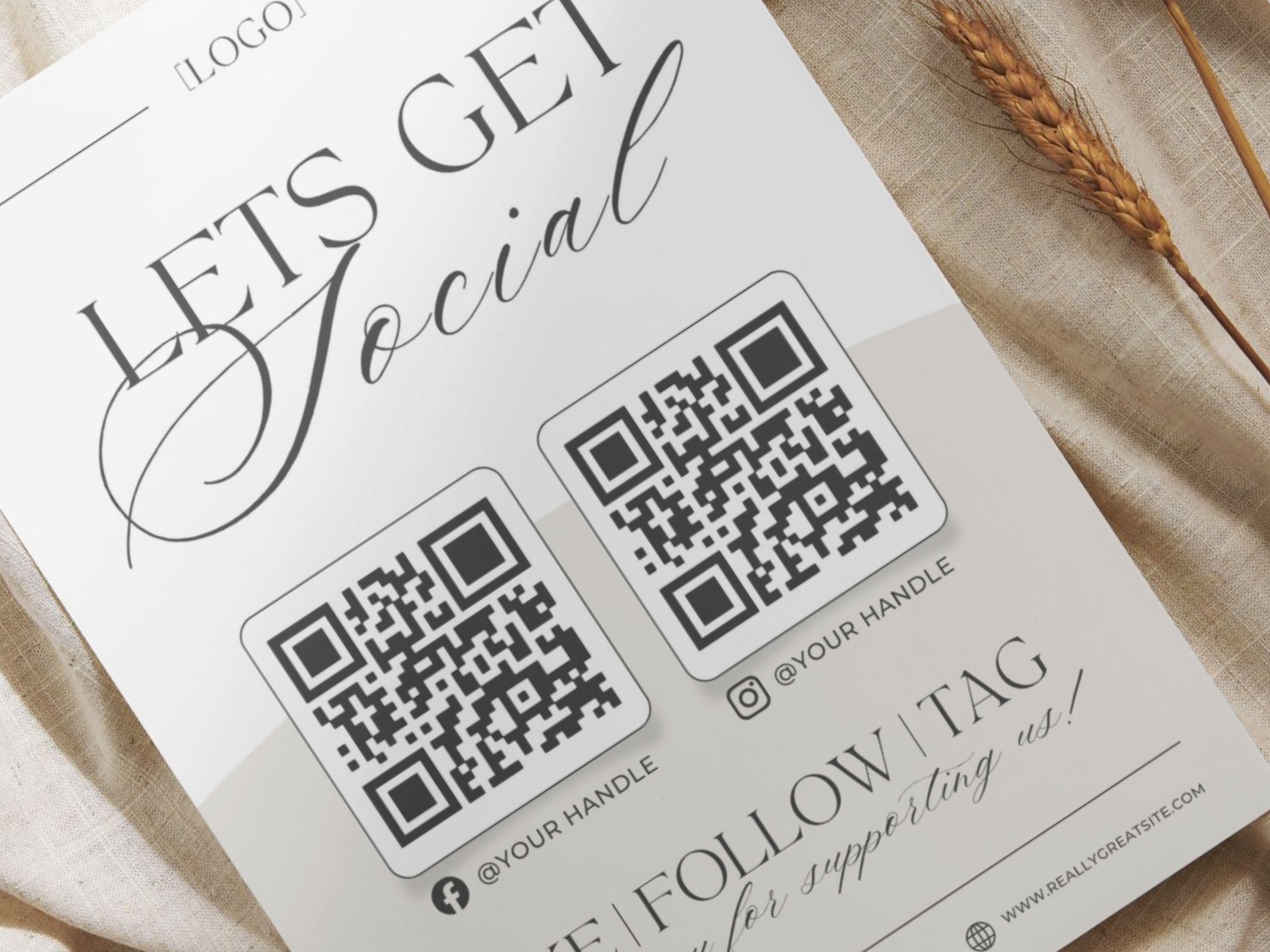 Editable Social Media Sign Template: QR Code Follow Us Flyer, DIY ...