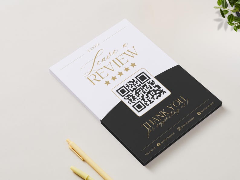 Editable Review Us Sign Template: QR Code Feedback Sign, Black Gold ...