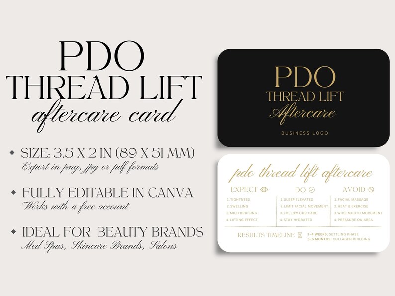 PDO Thread Lift Aftercare Card: Editable Post Thread Lift Care ...