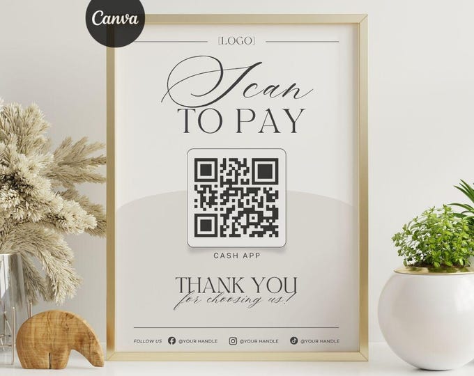 Y2K Scan to Pay QR Code Sign Canva Template, Accepted Payments Vendor ...
