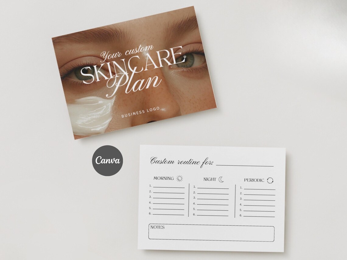 Neutral Esthetician Skincare Routine Card Template: Medspa Client ...