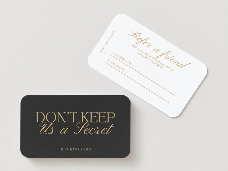 Referral Card Template, Refer a Friend Black Gold Loyalty Design ...