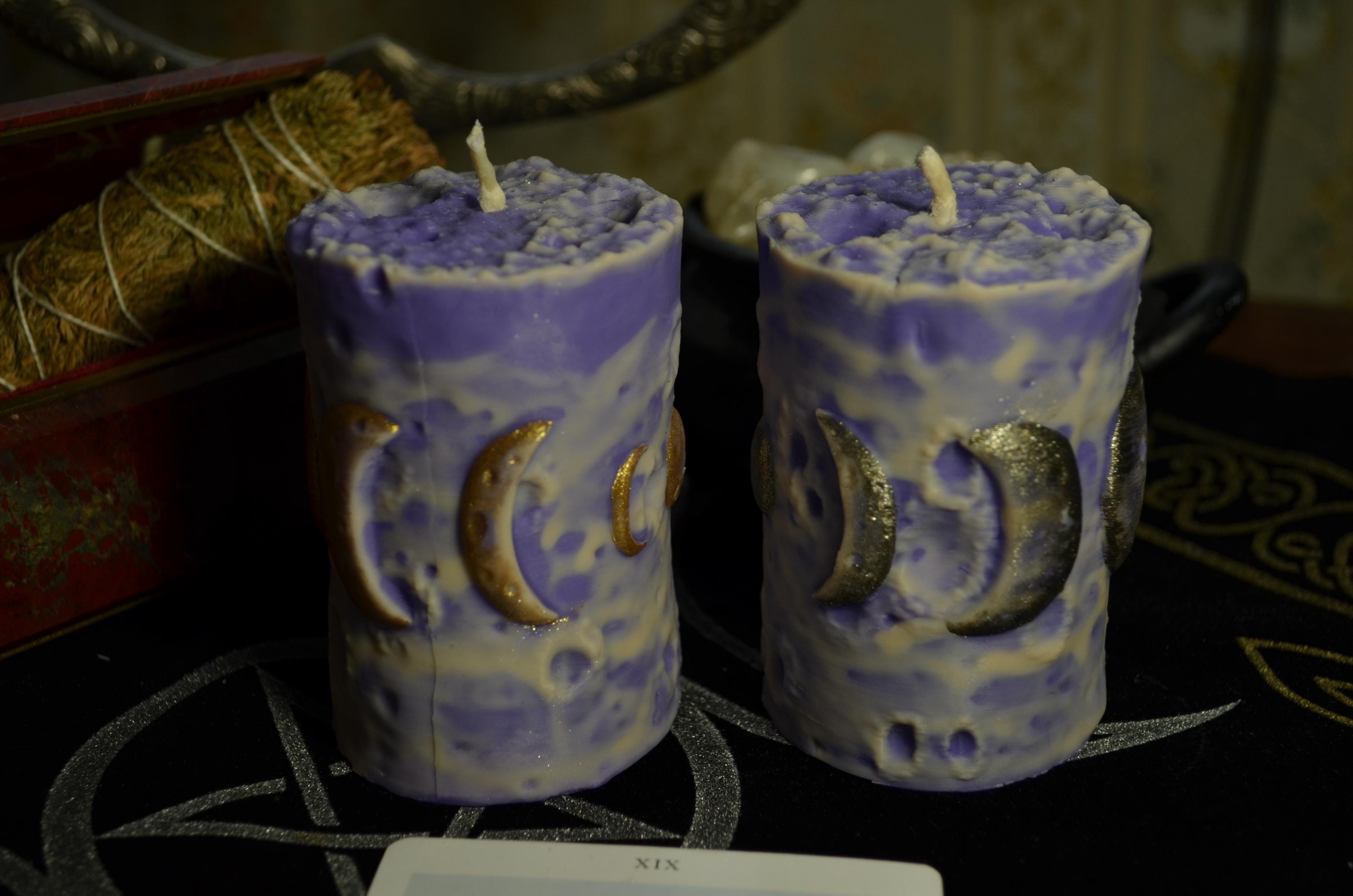 Golden Triple Moon Goddess Candle, Divine Feminine Altar Lunar Cycle ...