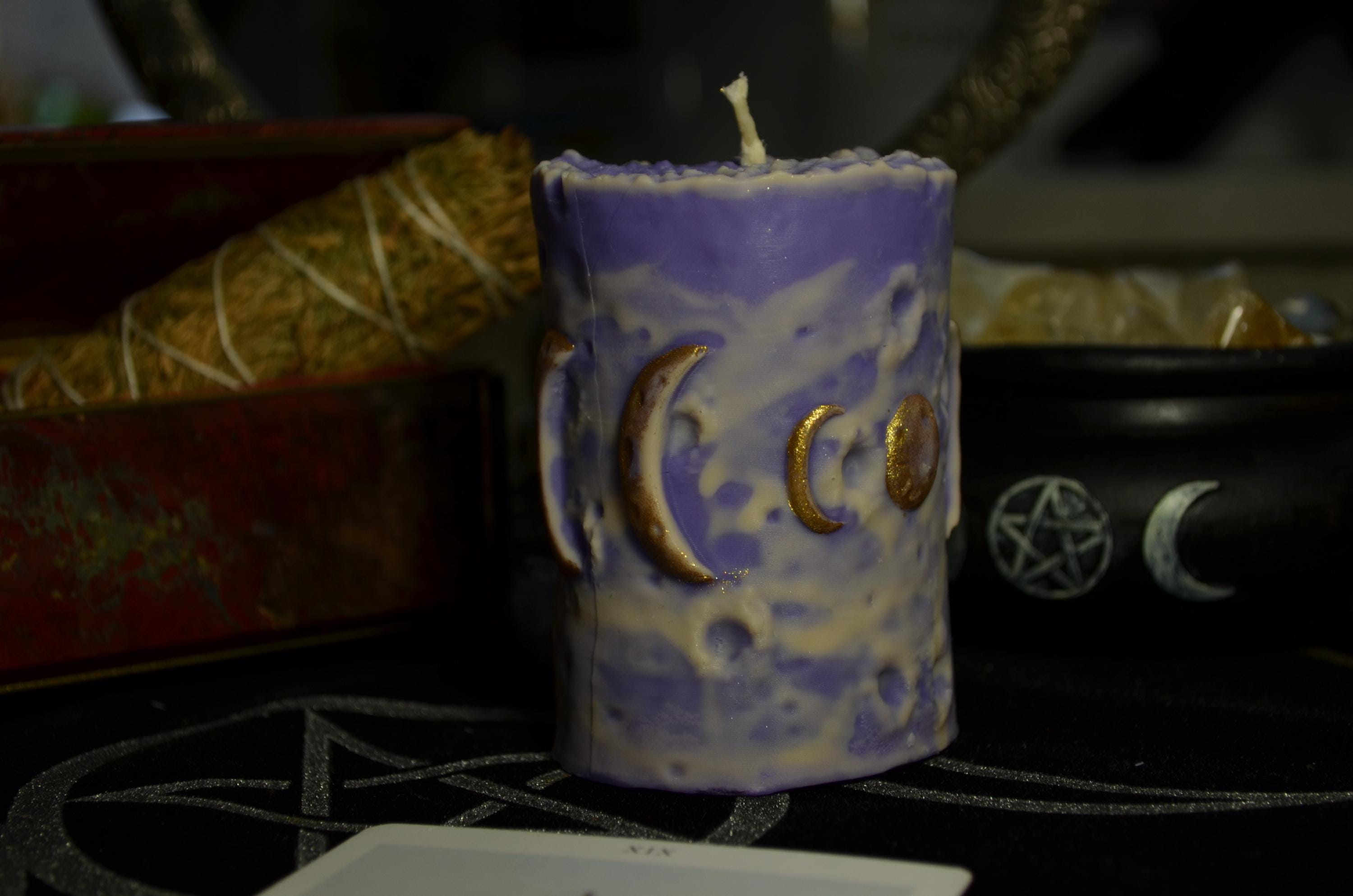 Golden Triple Moon Goddess Candle, Divine Feminine Altar Lunar Cycle ...
