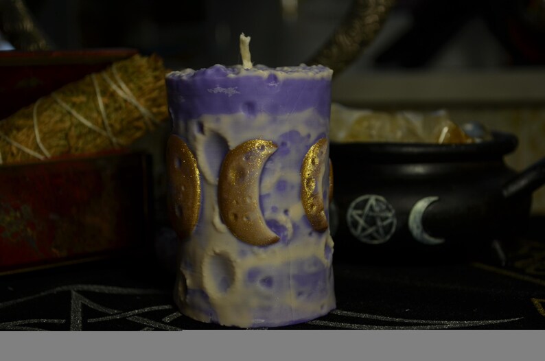 Golden Triple Moon Goddess Candle, Divine Feminine Altar Lunar Cycle ...