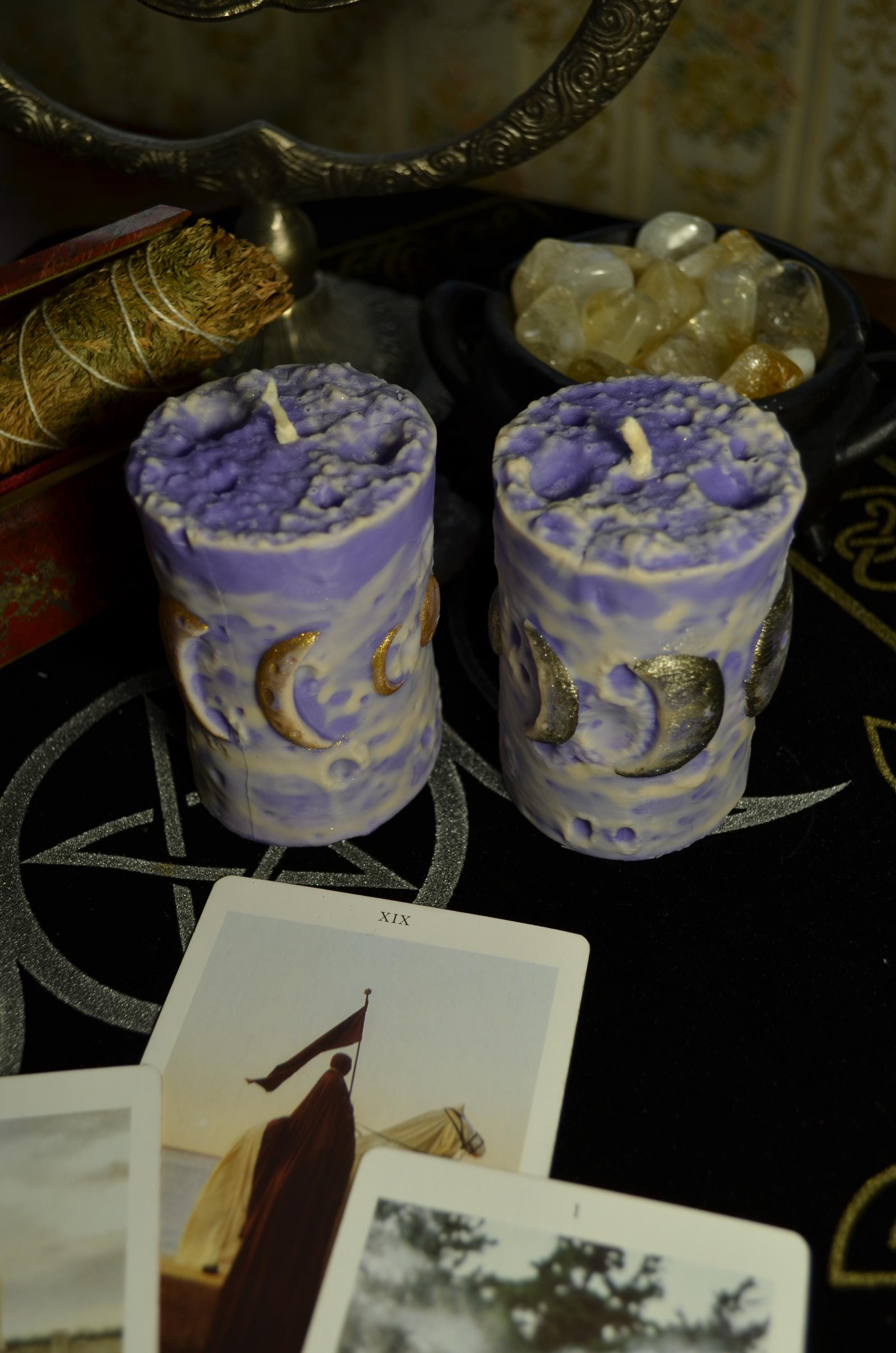 Golden Triple Moon Goddess Candle, Divine Feminine Altar Lunar Cycle ...