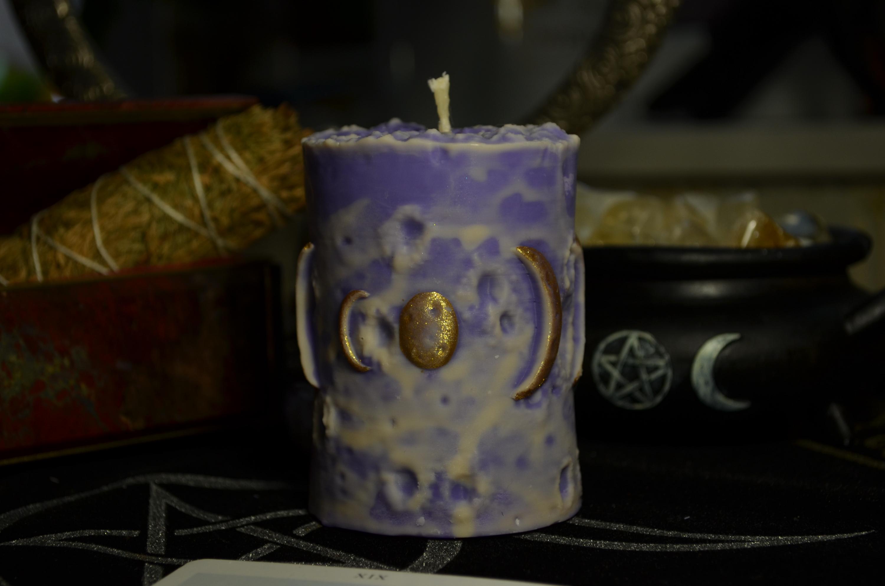 Golden Triple Moon Goddess Candle, Divine Feminine Altar Lunar Cycle ...