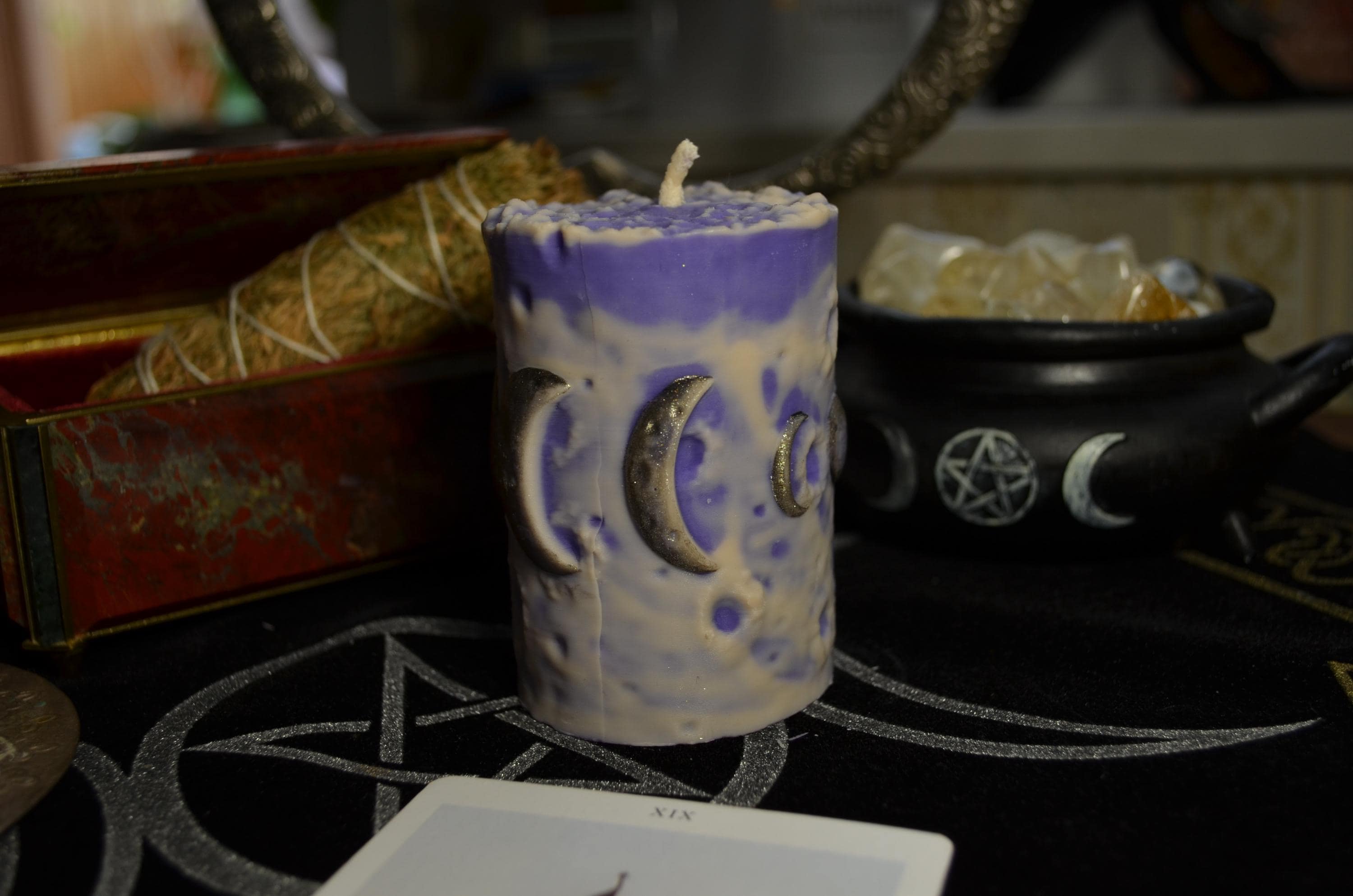 Golden Triple Moon Goddess Candle, Divine Feminine Altar Lunar Cycle ...