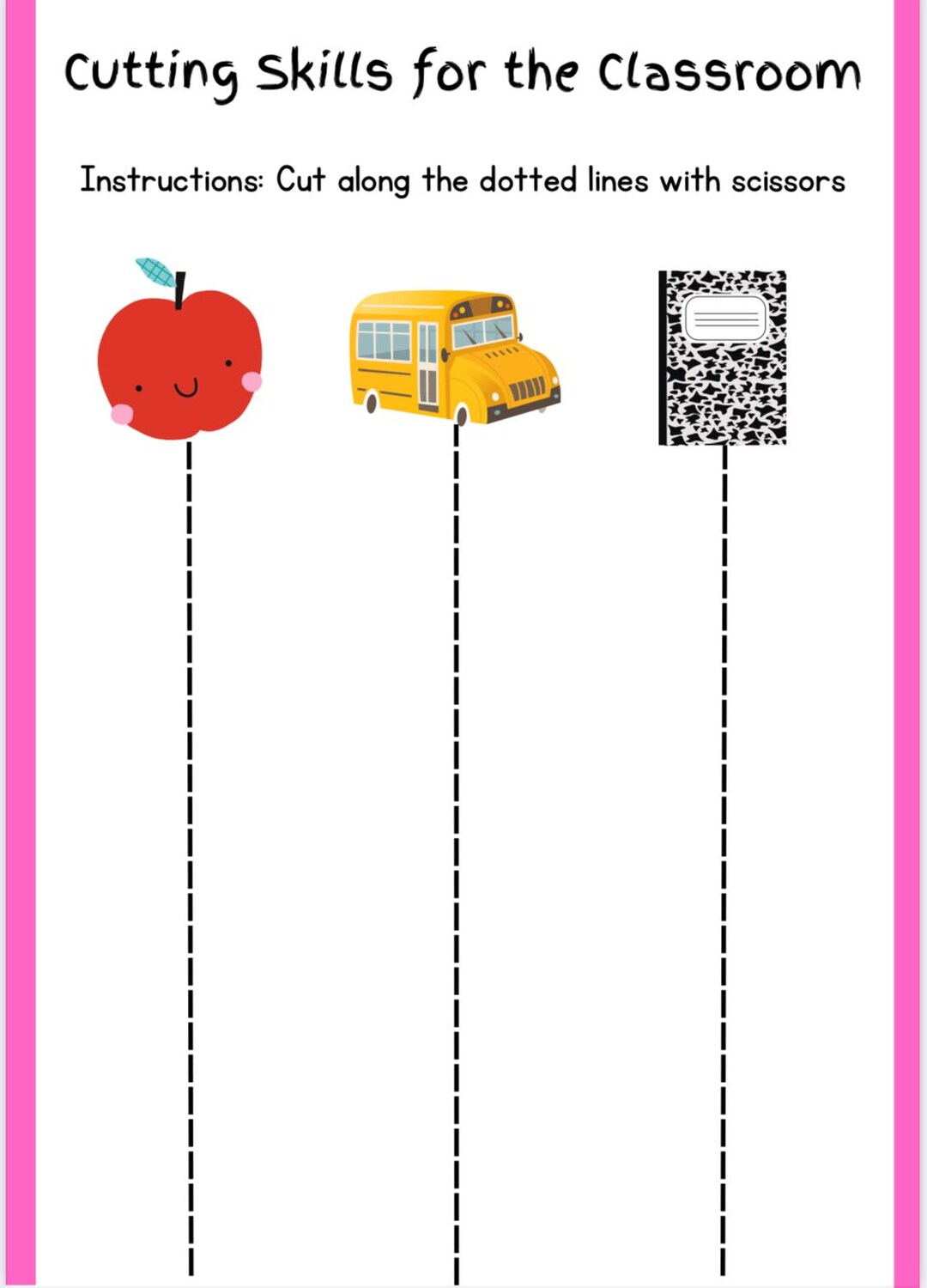 Printable File, Scissor, Cutting Skills, Children - Etsy