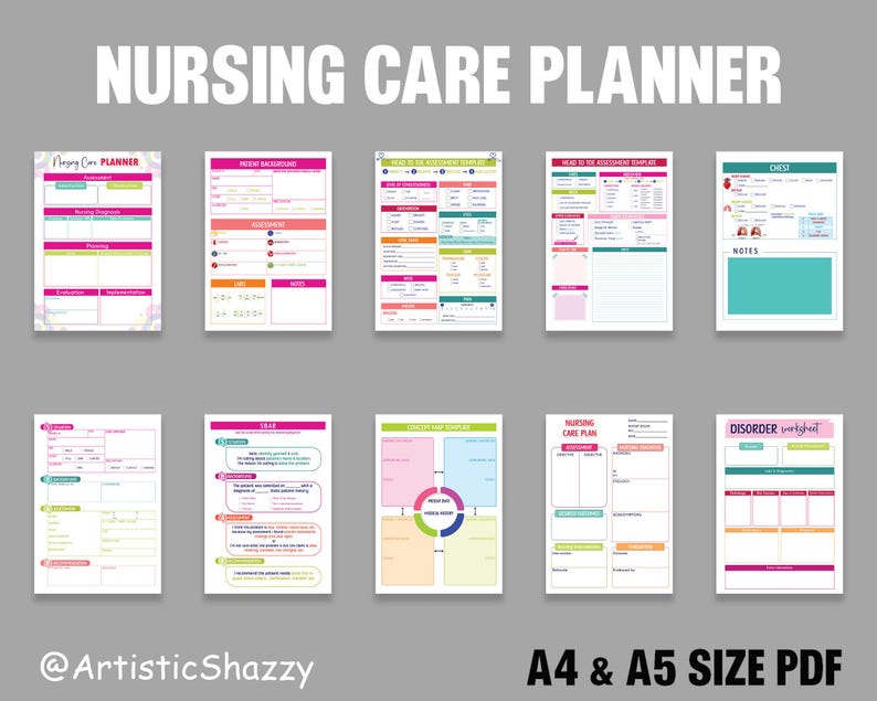 Printable Nursing Care Planner | Nursing Notes | Printable Sheet | Care ...