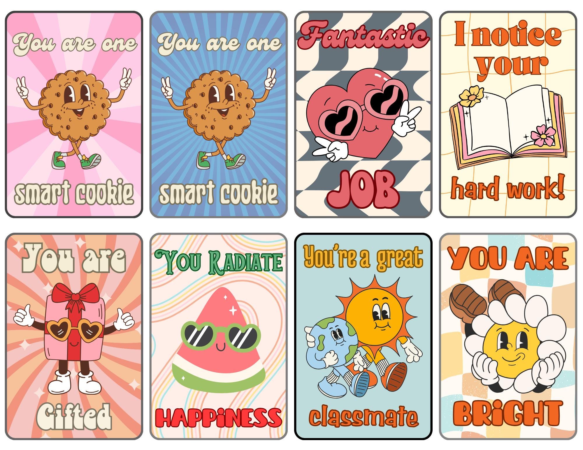 Set of 56 Printable Compliment Kindness Motivation Inspiration Cards ...