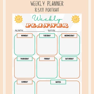 Summer Theme Daily Planner Page, Printable Letter Size Instant Download ...