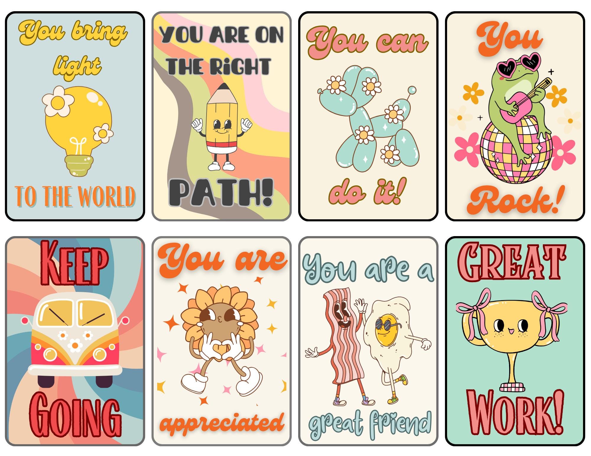 Set of 56 Printable Compliment Kindness Motivation Inspiration Cards ...