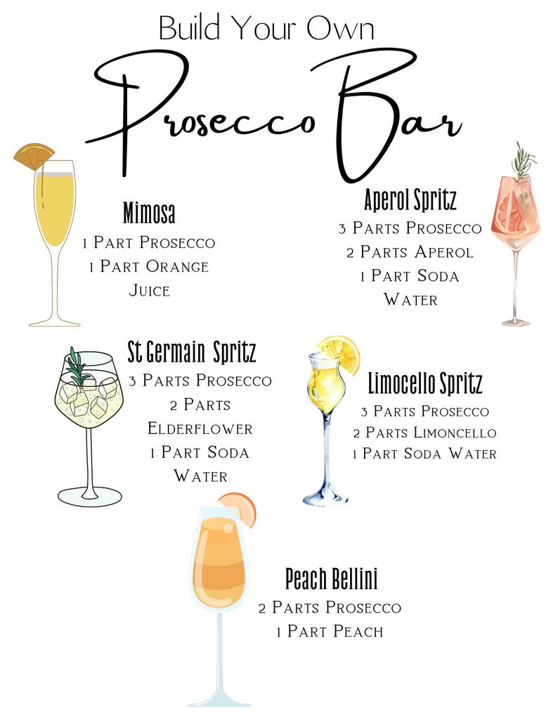 Bar Menu Brunch Build Your Own Prosecco Digital Download - Etsy