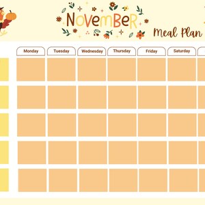 Year Long Monthly Meal Planner, Printable Letter Size Landscape Instant ...