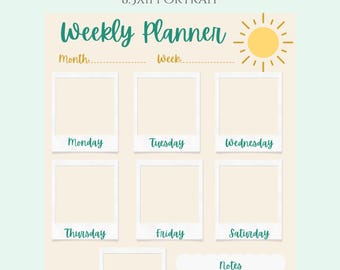 Summer Theme Daily Planner Page, Printable Letter Size Instant Download ...