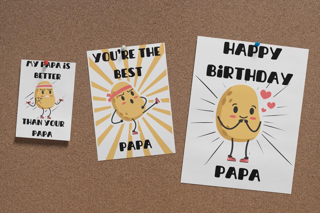 Set of 4 Cute Best Papa Birthday Cards Digital Instant Download - Etsy