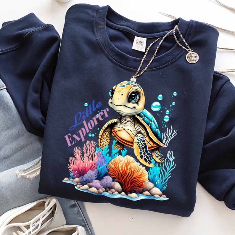 Little Explorer Sea Turtle PNG – Cute Ocean Animal Clipart for Kids ...