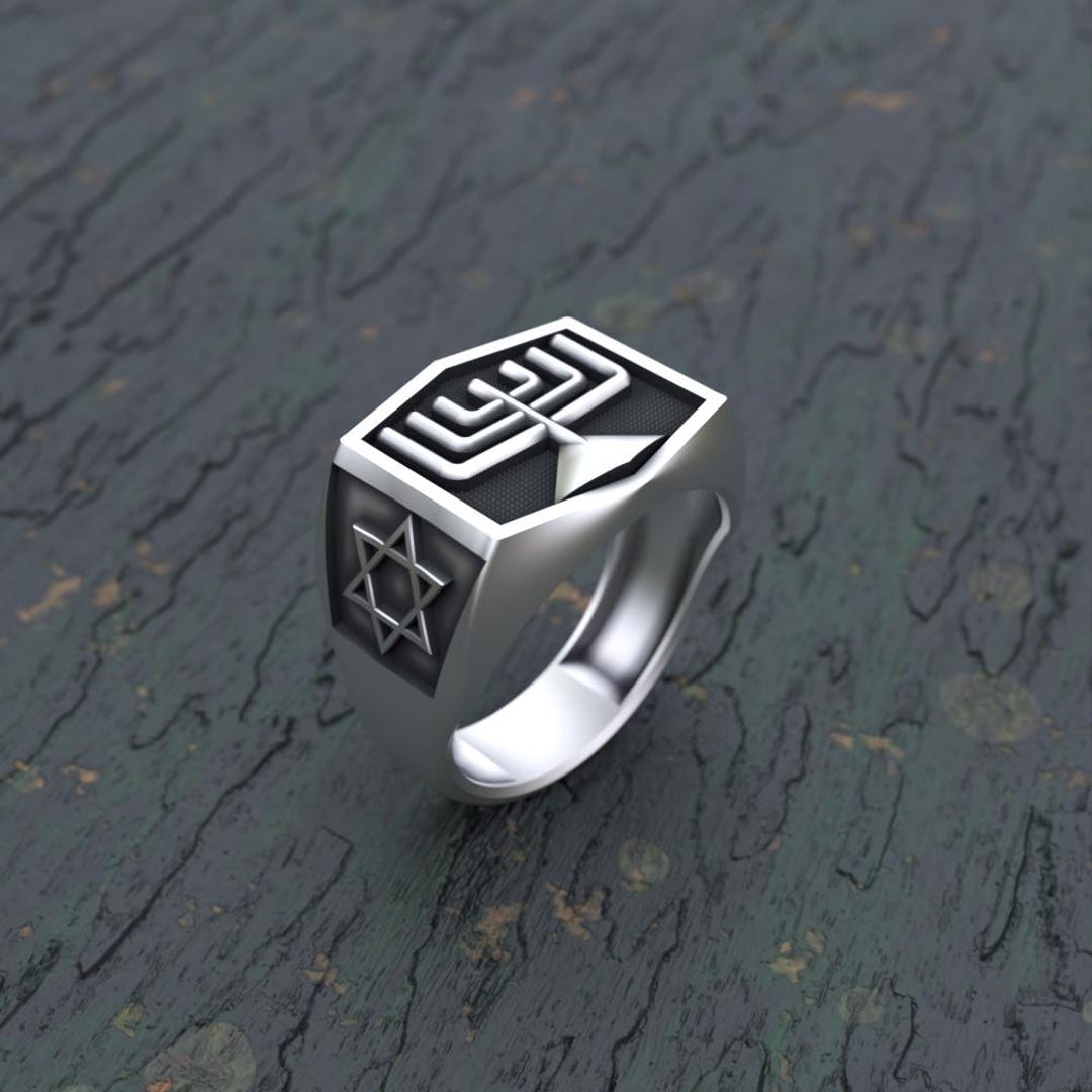 Jewish Star of David Ring | 925 Sterling Silver Menorah Ring | Jewish ...