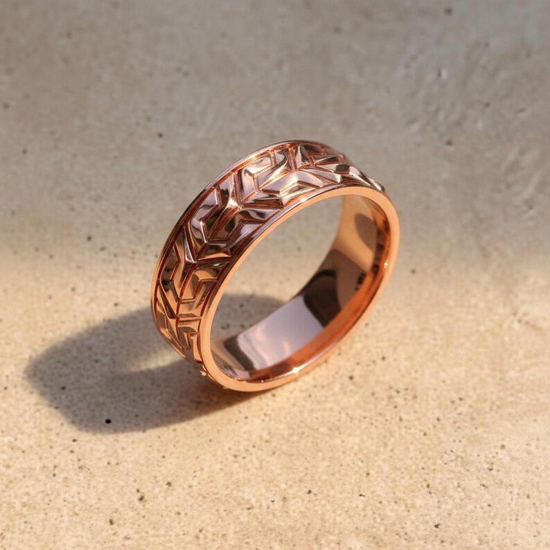 Tire Tread Ring: Sterling Silver Chevron Pattern Band - Etsy México