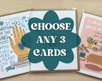 Mix and Match Greeting Cards Set Choose Any 3 Cards Greeting Card ...
