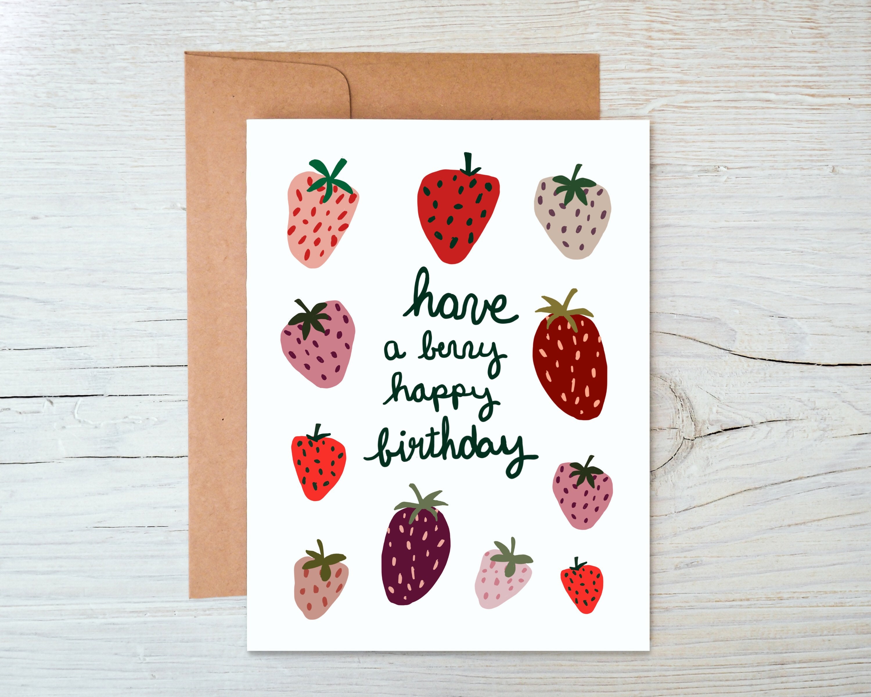 Strawberry Pun Birthday Card Have a Berry Happy Birthday - Etsy