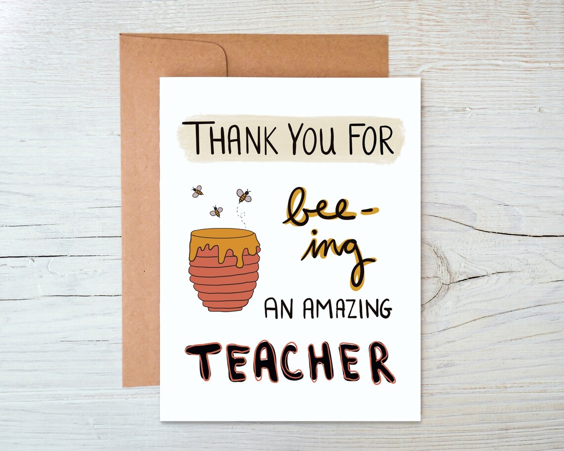 Teacher Appreciation Card Thank You for Bee-ing an Amazing Teacher - Etsy