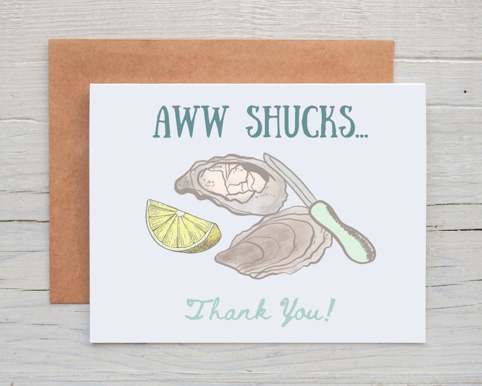 Oyster Aww Shucks Thank You Card - Etsy