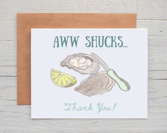 Aww... Shucks Oyster Greeting Card Thank You Card Sorry - Etsy