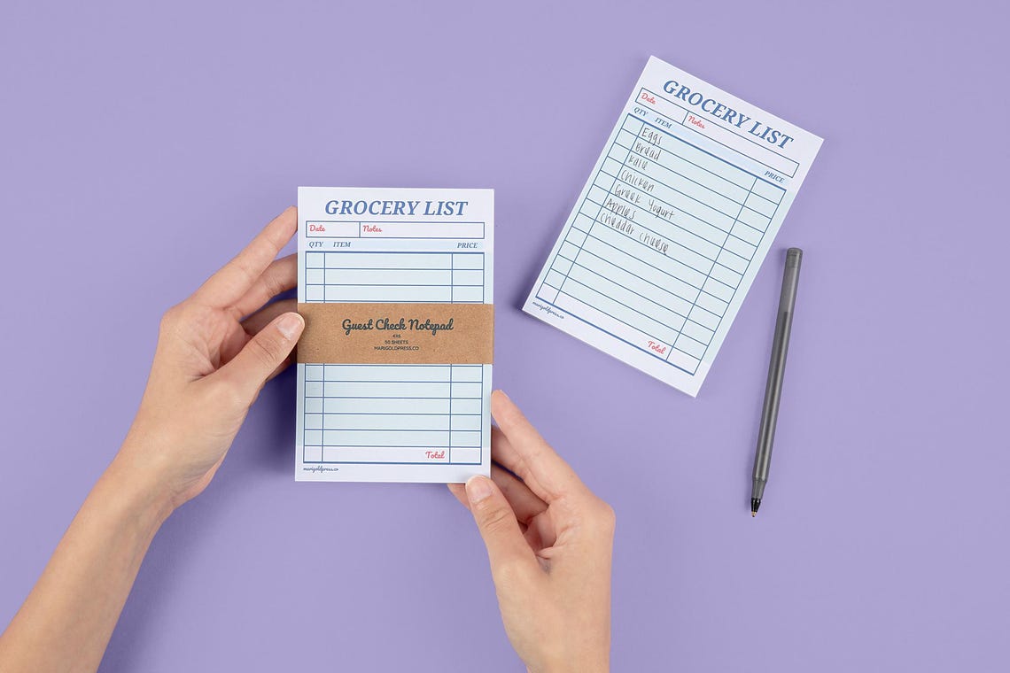 Guest Check Notepad- Vintage Diner Grocery List 4x6 - Etsy