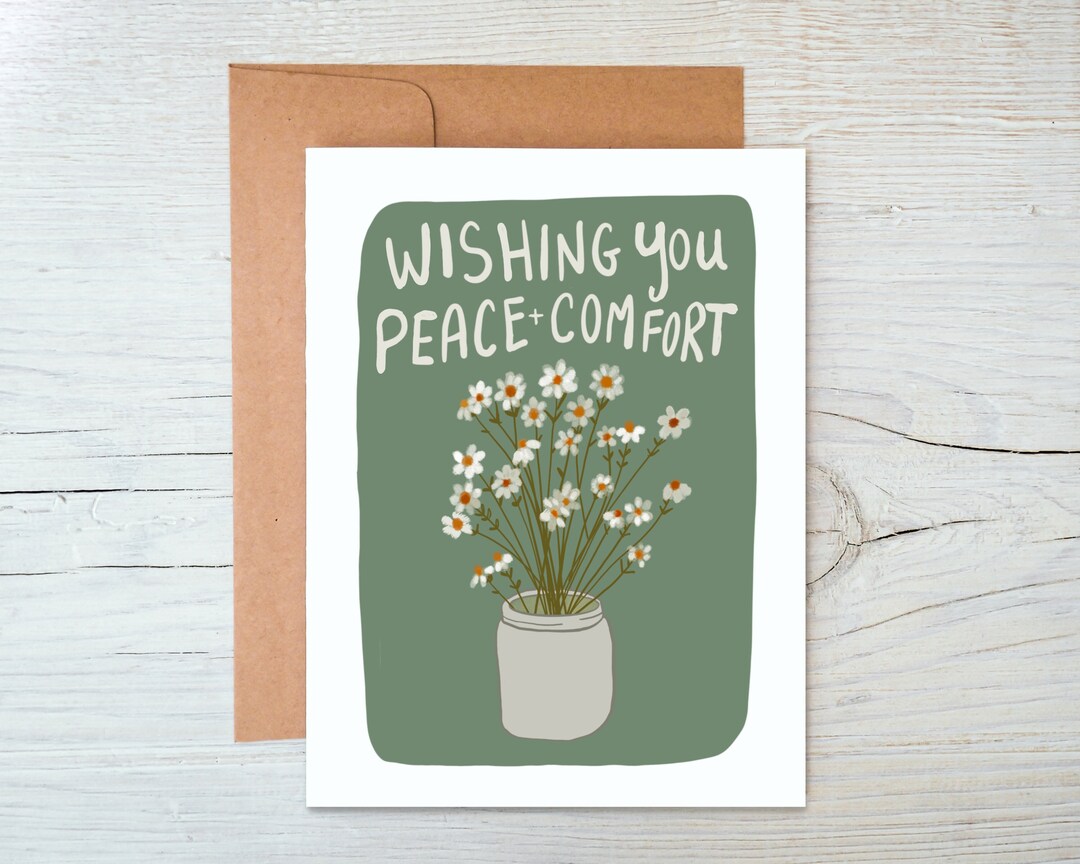 White Floral Sympathy Card - Wishing You Peace and Comfort - Etsy