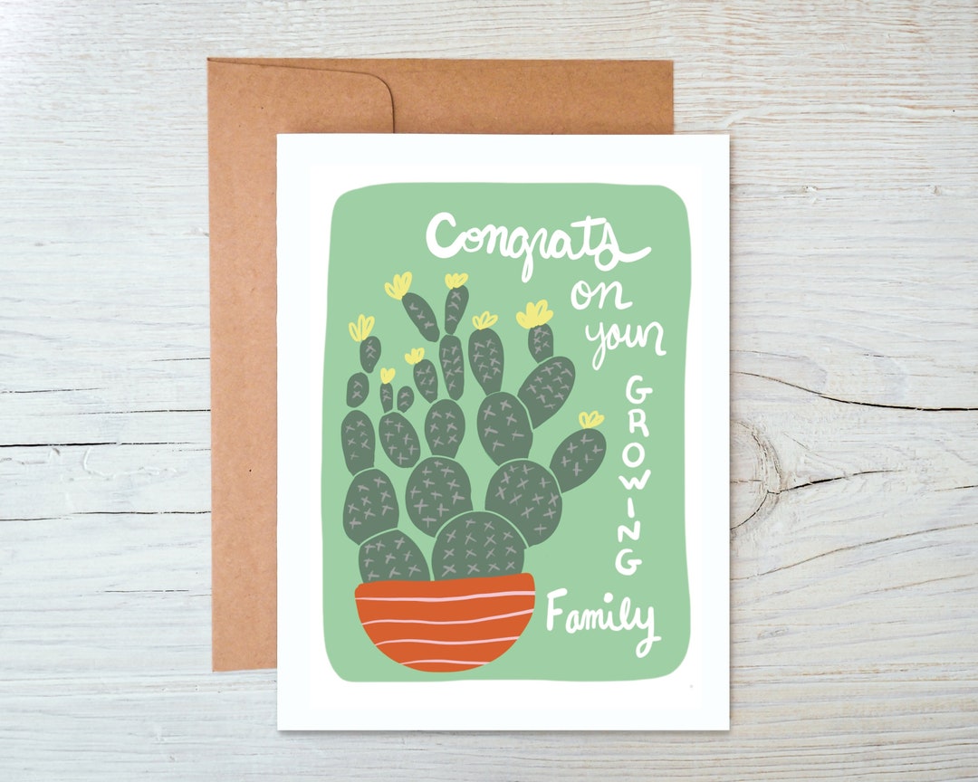 Cactus Baby Shower Card - Congrats on Your Growing Family - Etsy