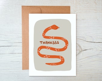 Snake Thanksss Card Greeting Card Thank You - Etsy